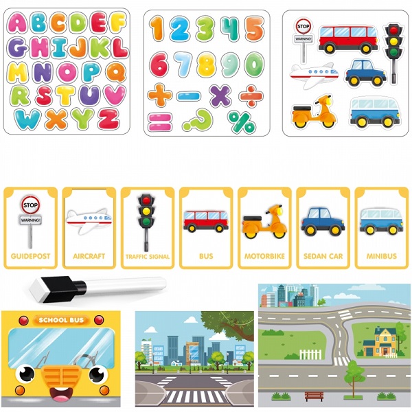 Mano pirmoji piešimo magnetinė lenta Transporto priemonės + priedai 2in1