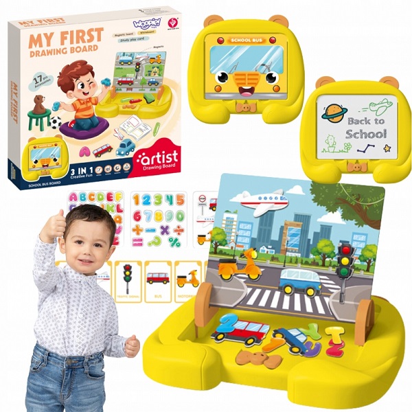 Mano pirmoji piešimo magnetinė lenta Transporto priemonės + priedai 2in1